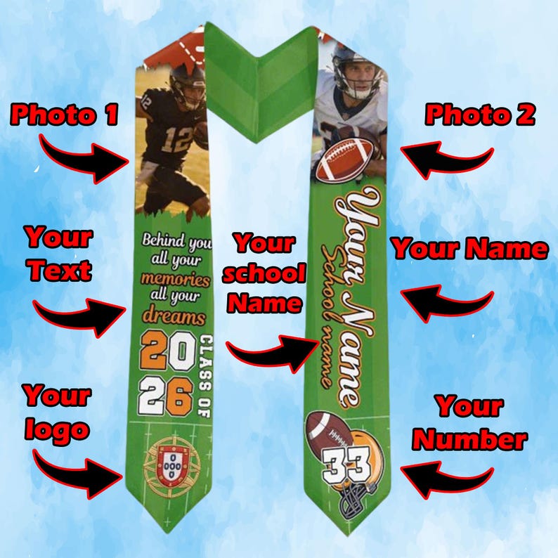 Custom Baseball Graduation Stole With Name & Number,2026 Sporty Style ...