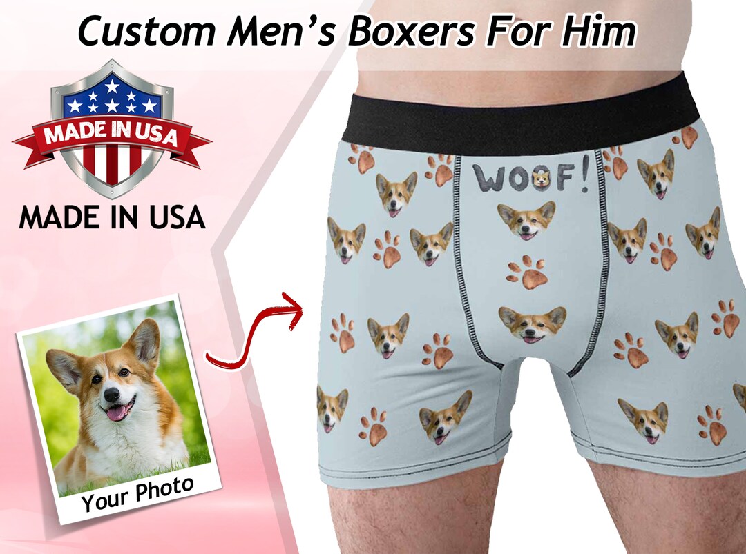 Custom Dog Face on Underwear, Personalized Pet Photo on Boxer Briefs ...