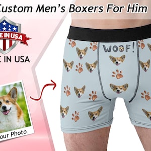 Custom Dog Face on Underwear, Personalized Pet Photo on Boxer Briefs ...