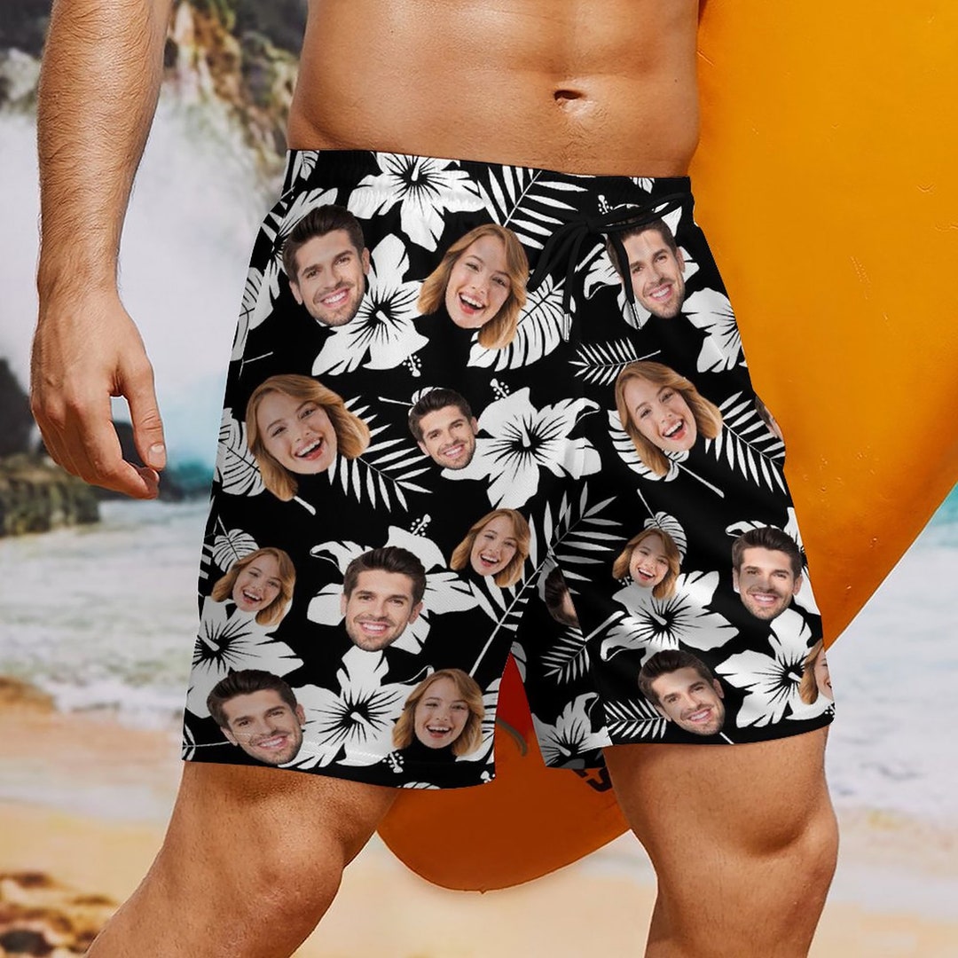 Custom Face Men's Swim Trunks, Personalized Photo Bathing Suit - Etsy
