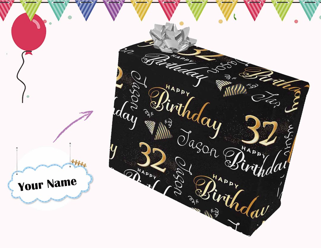 Custom Birthday Wrapping Paper Made in USA, Personalized Gift Wrap With ...