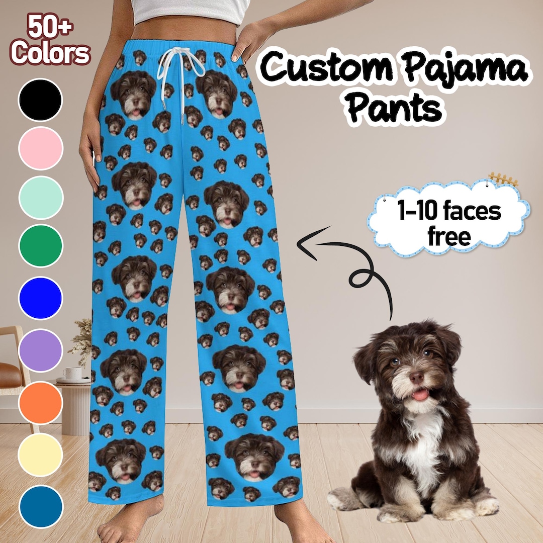 Custom Photo Pajama Pants, Personalized Face Trousers, Gift - Etsy
