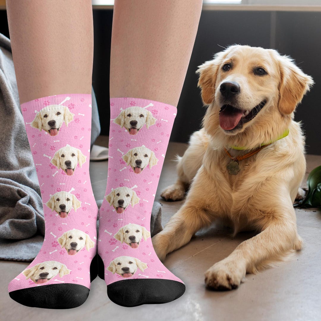 Custom Pet Photo Socks, Personalized Dog Face Socks, Made in USA - Etsy