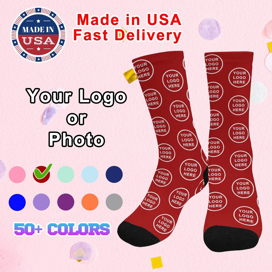 Custom Logo Socks Made in Usa,personalized Business Logo Sock,business ...