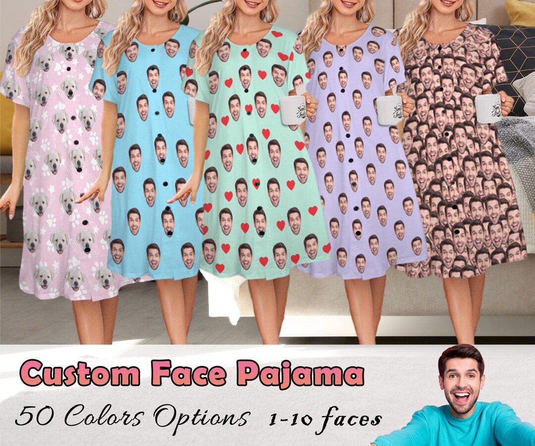 Custom Face Pajama Dress, Personalized Photo Women Nightgown,photo ...