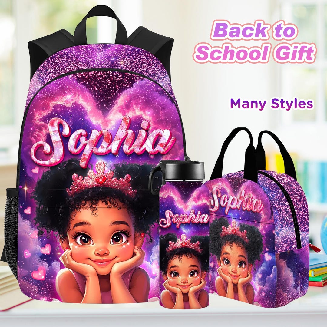 Custom Afro Black Girl Backpack,custom Name Backpack,backpack With Name ...