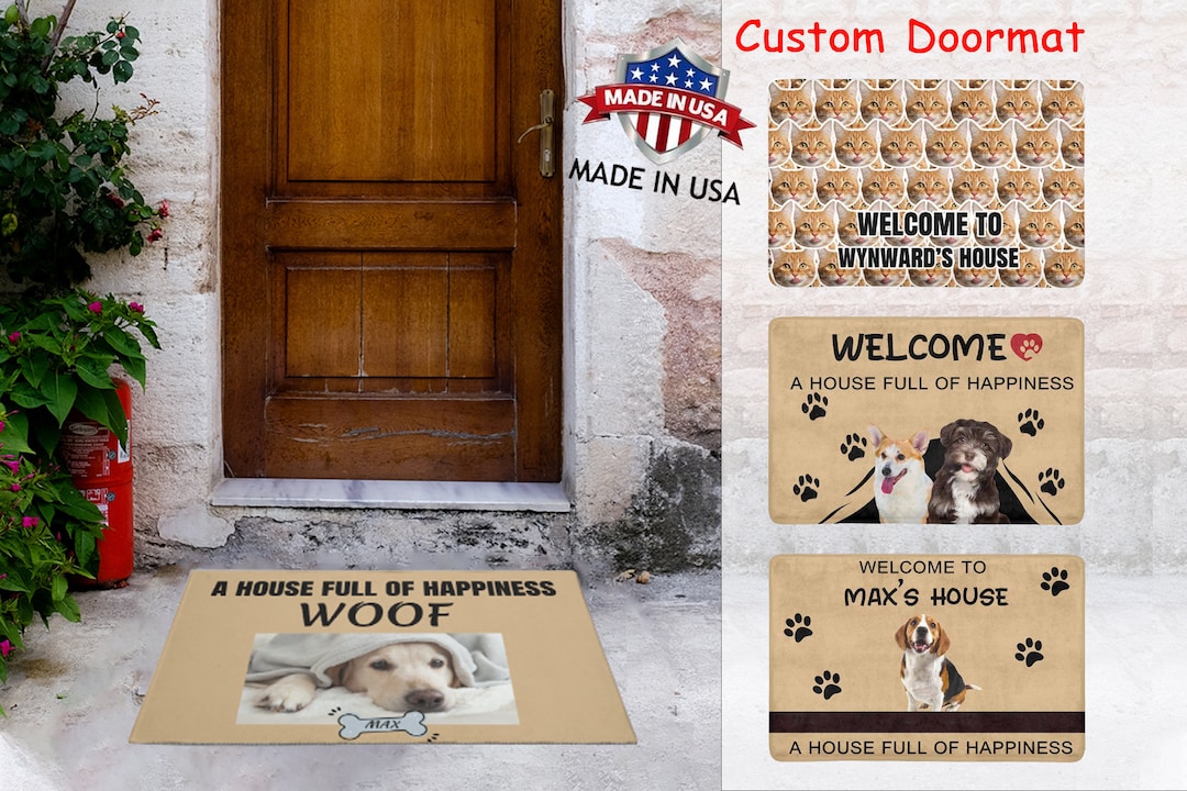 Custom Pet Photo Doormat, Personalized Family Name Pet Doormat,dog ...