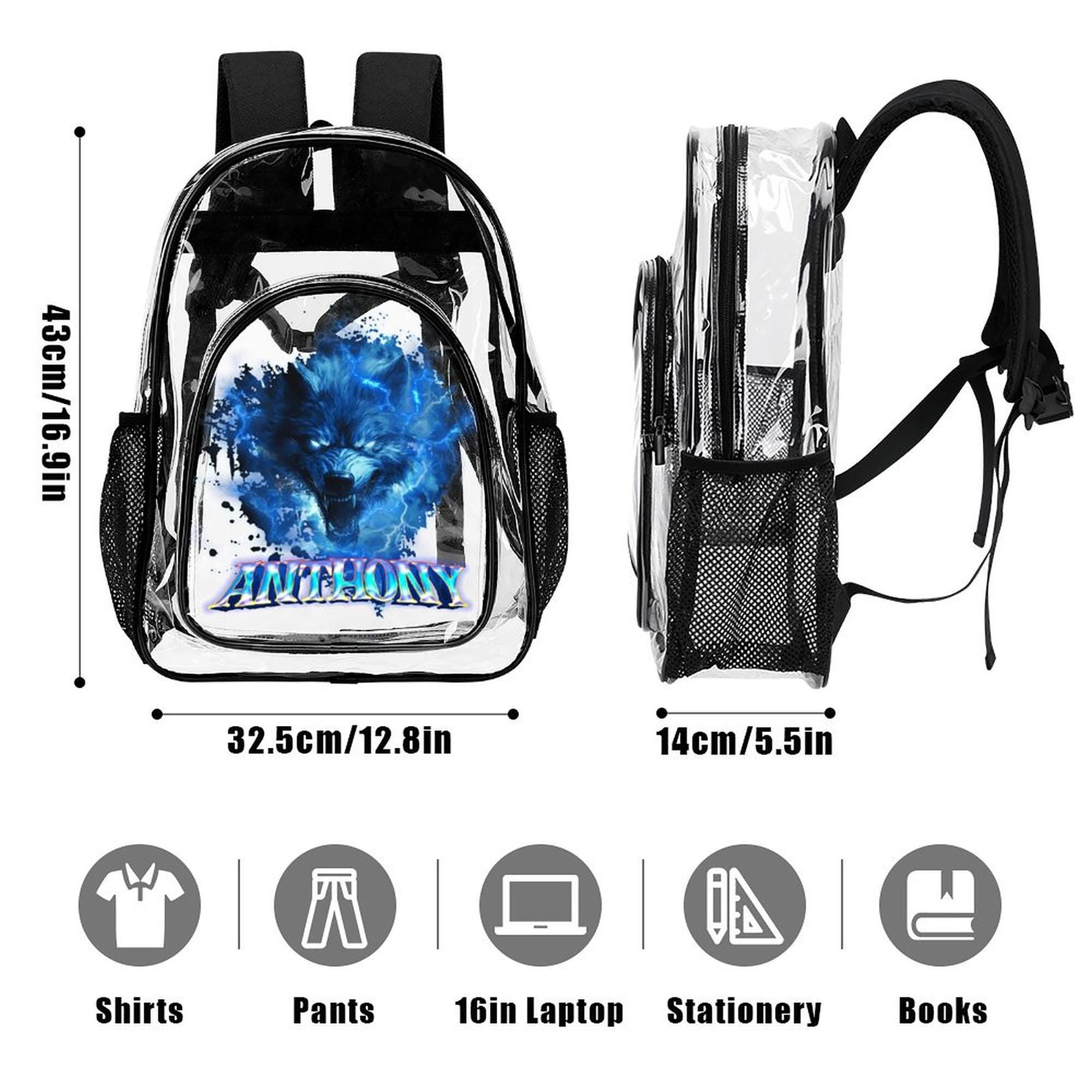 Personalized Clear Backpack for Kids, Custom Name Waterproof School Bag ...