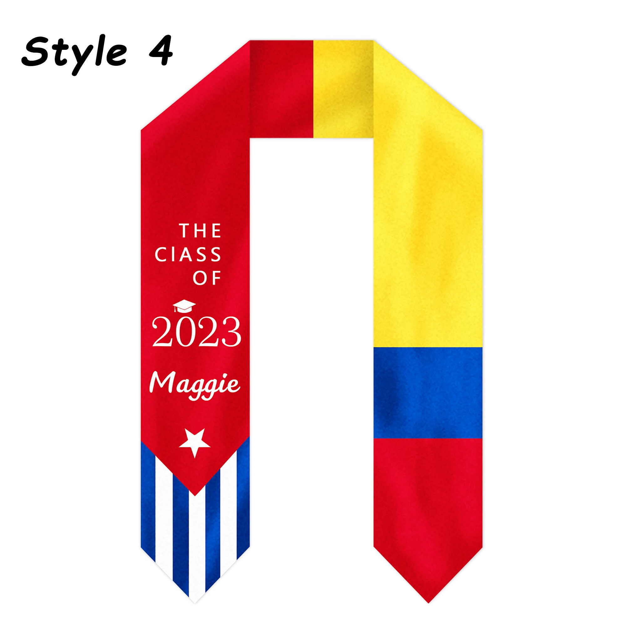 Custom Country Flag Graduation Sash/stole Personalized Class - Etsy