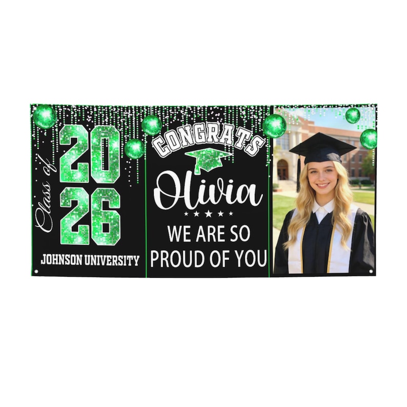 Personalized Graduation Banner, Class of 2026 Photo Party Decorations ...