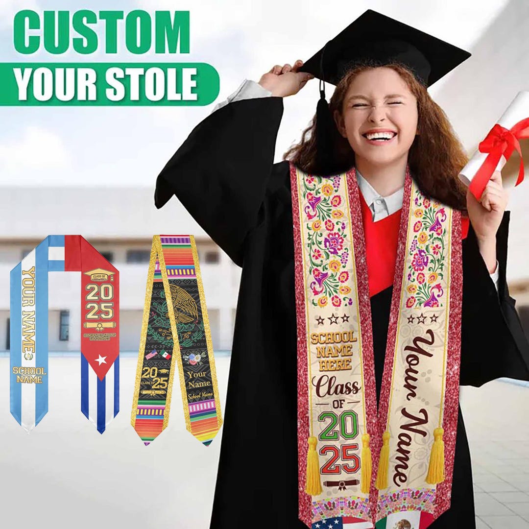 Custom Graduation Stole With Photo,personalized Grad Stole Made in Usa ...
