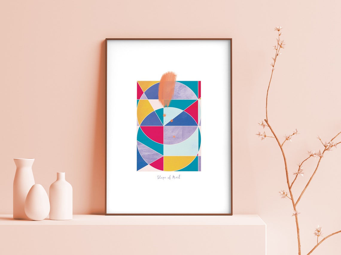 Geometric Wall Art, Geometric Art Print, Colorful Shape Printable Wall ...