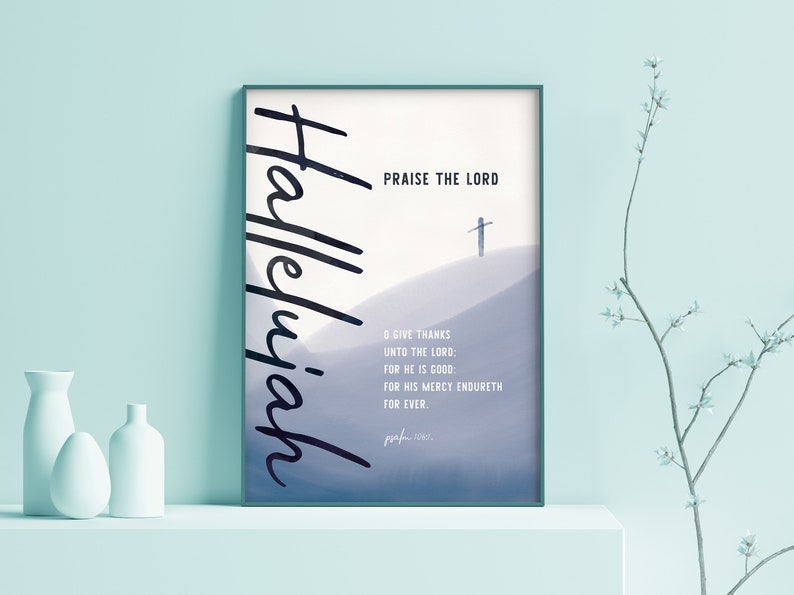 Hallelujah Praise the Lord Printable Wall Art, Bible Verse Printable ...