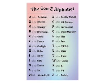 The Millennial Alphabet Wall Art Print / Office Décor / Funny Room ...