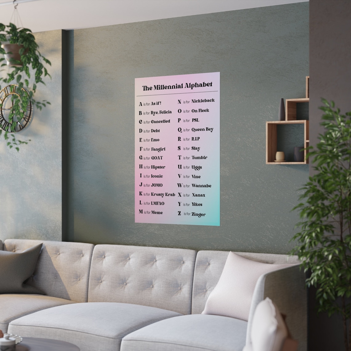 The Millennial Alphabet Wall Art Print / Office Décor / Funny Room ...