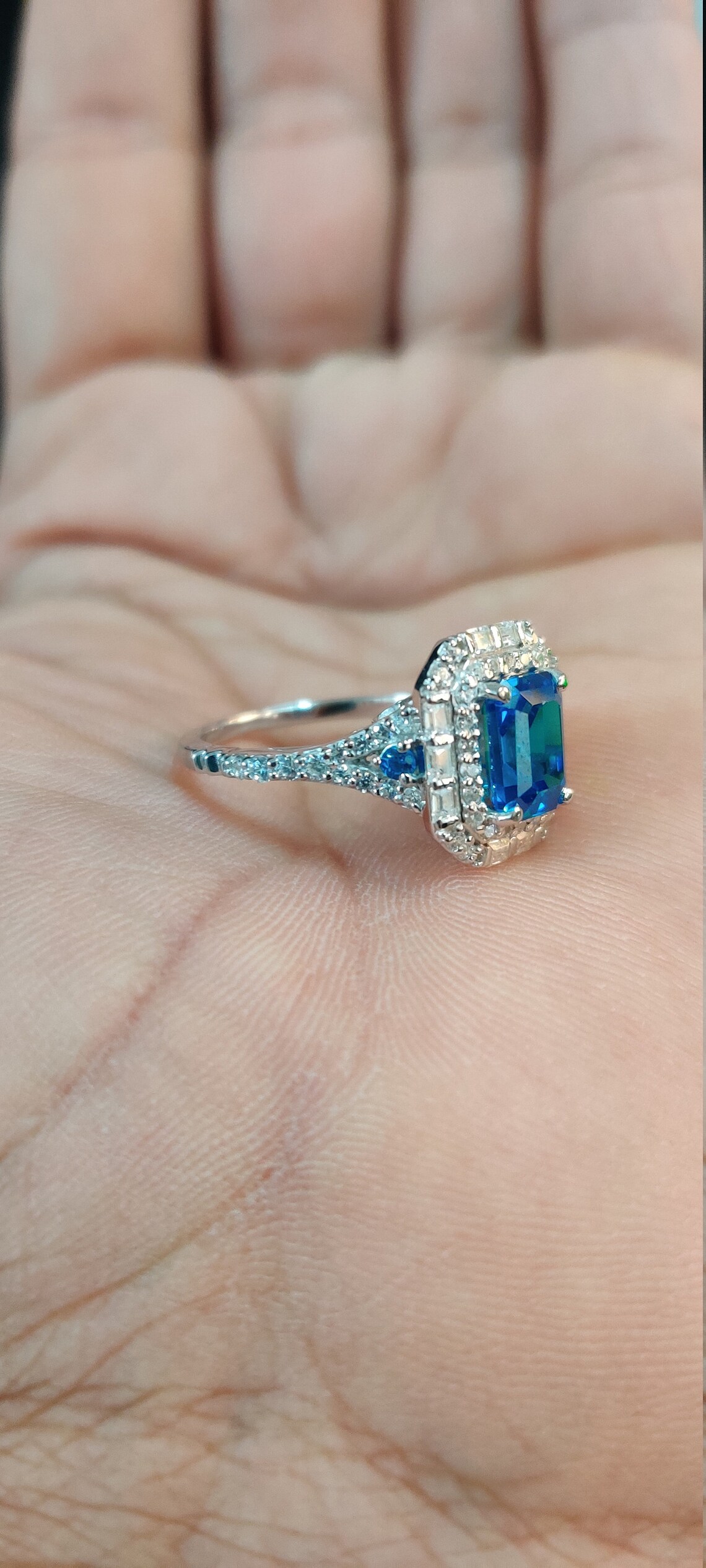 Enchanted Cinderella Ring 1.50 CT Emerald Cut London Blue | Etsy