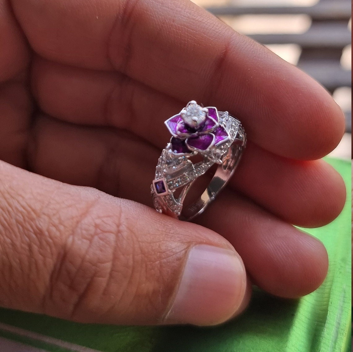 Unique Rose Promise Rings for Her Purple Rose Flower Design - Etsy