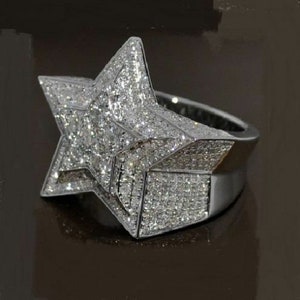 Men's Star Shape Pinky Ring Hip Hop Style Ring Gift for Him 3.50 CT ...