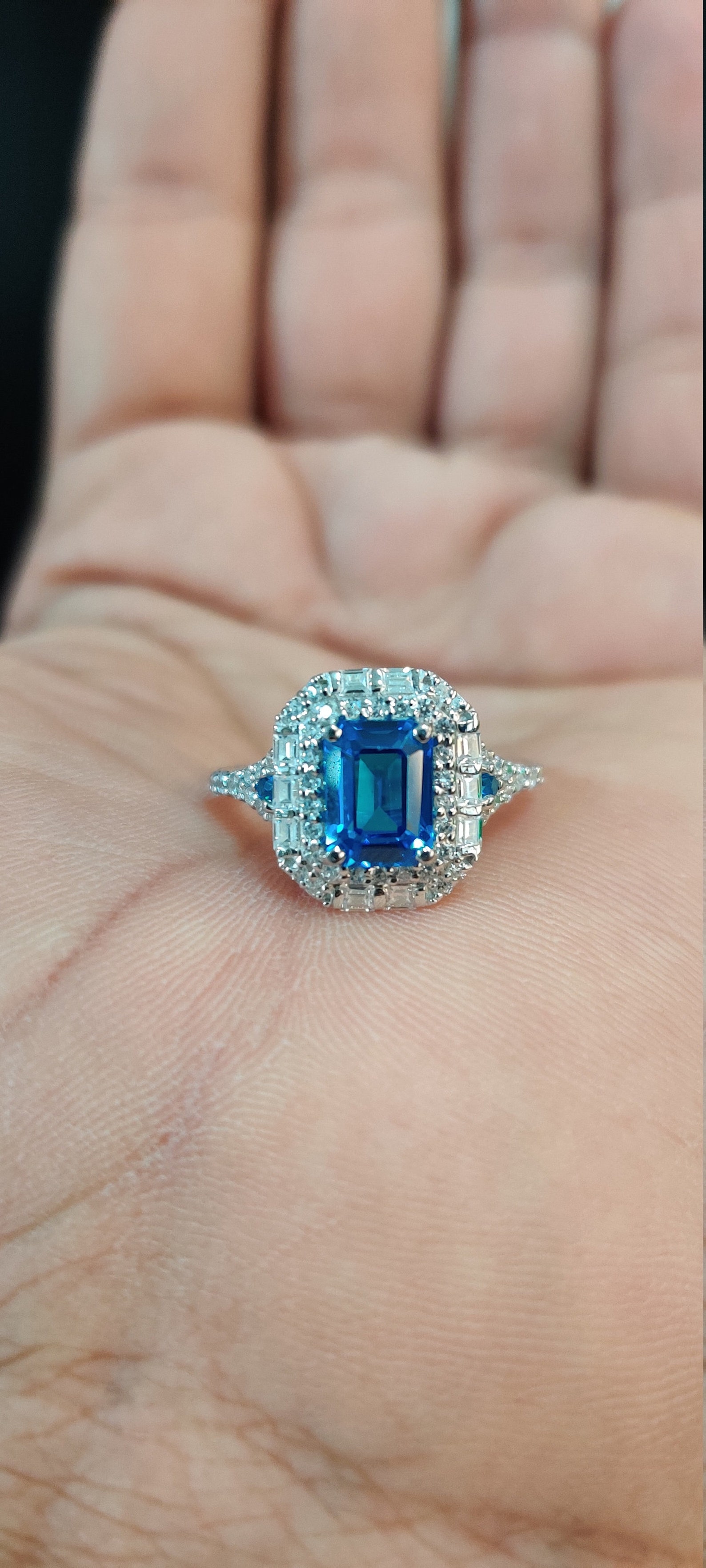 Enchanted Cinderella Ring 1.50 CT Emerald Cut London Blue | Etsy