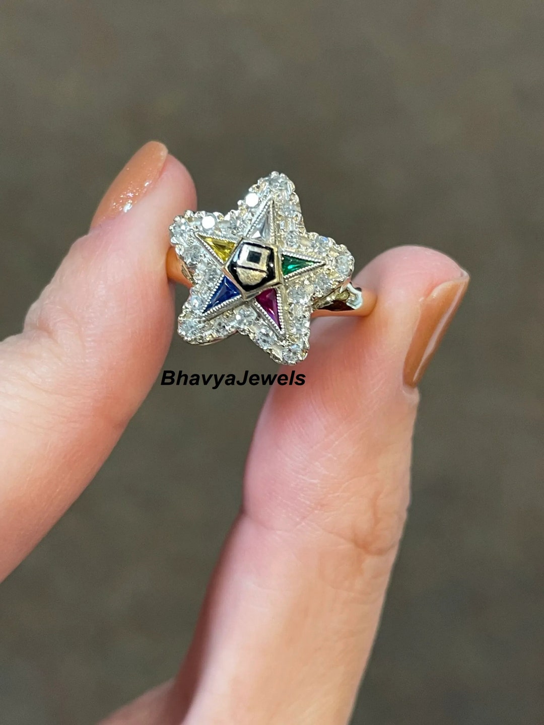 Eastern Star Ring, Vintage Style Ring, 14k Yellow Gold Ring, 5 Colors ...