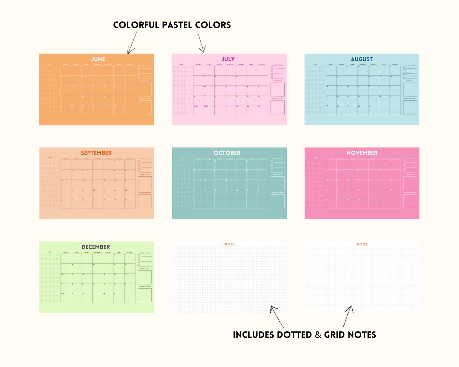 2023 Mid Year Monthly Digital Planner - Pastel Edition [dated ...