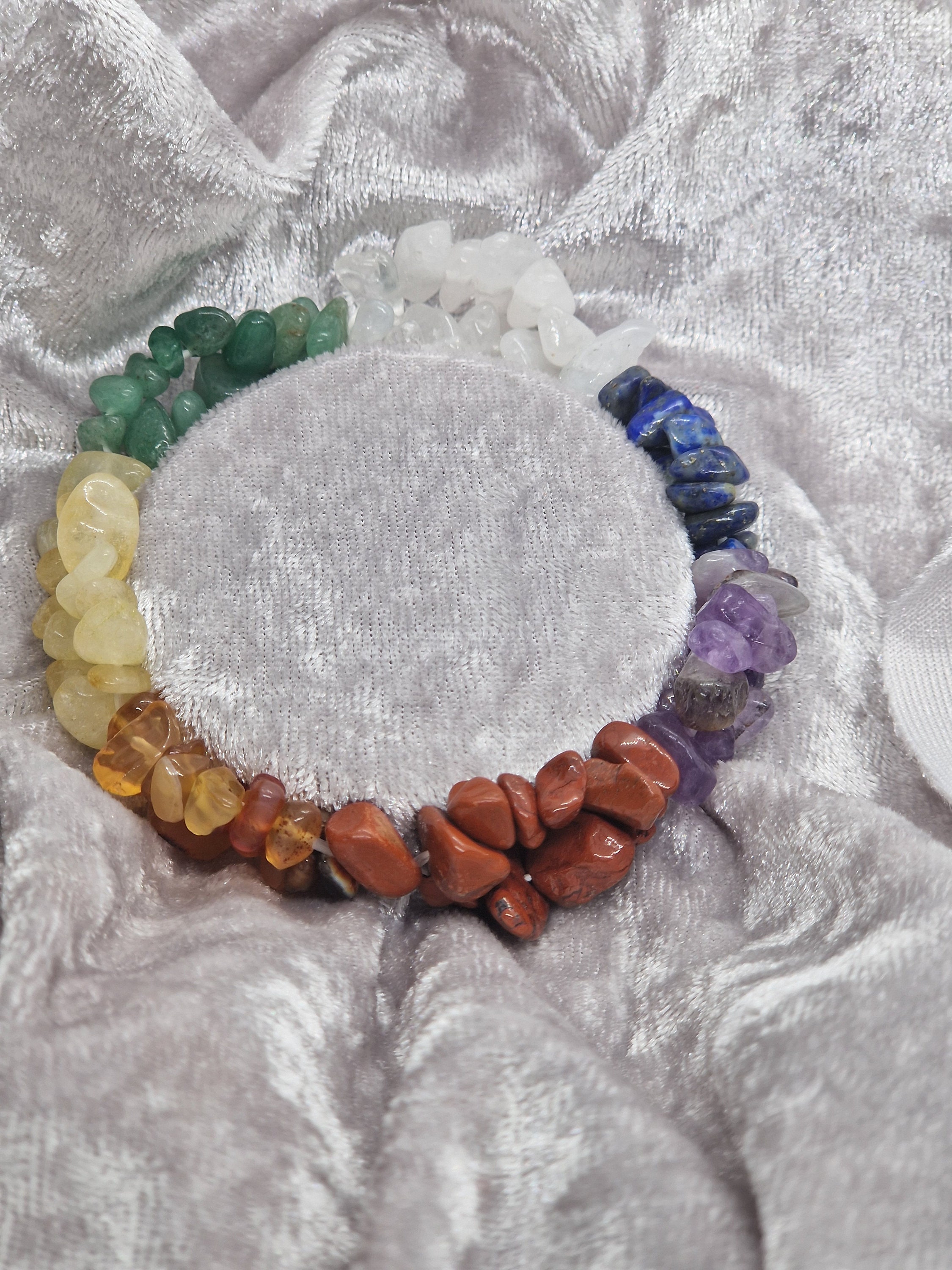 7 Chakra Double Natural Crystal Chip Handmade Stretch - Etsy