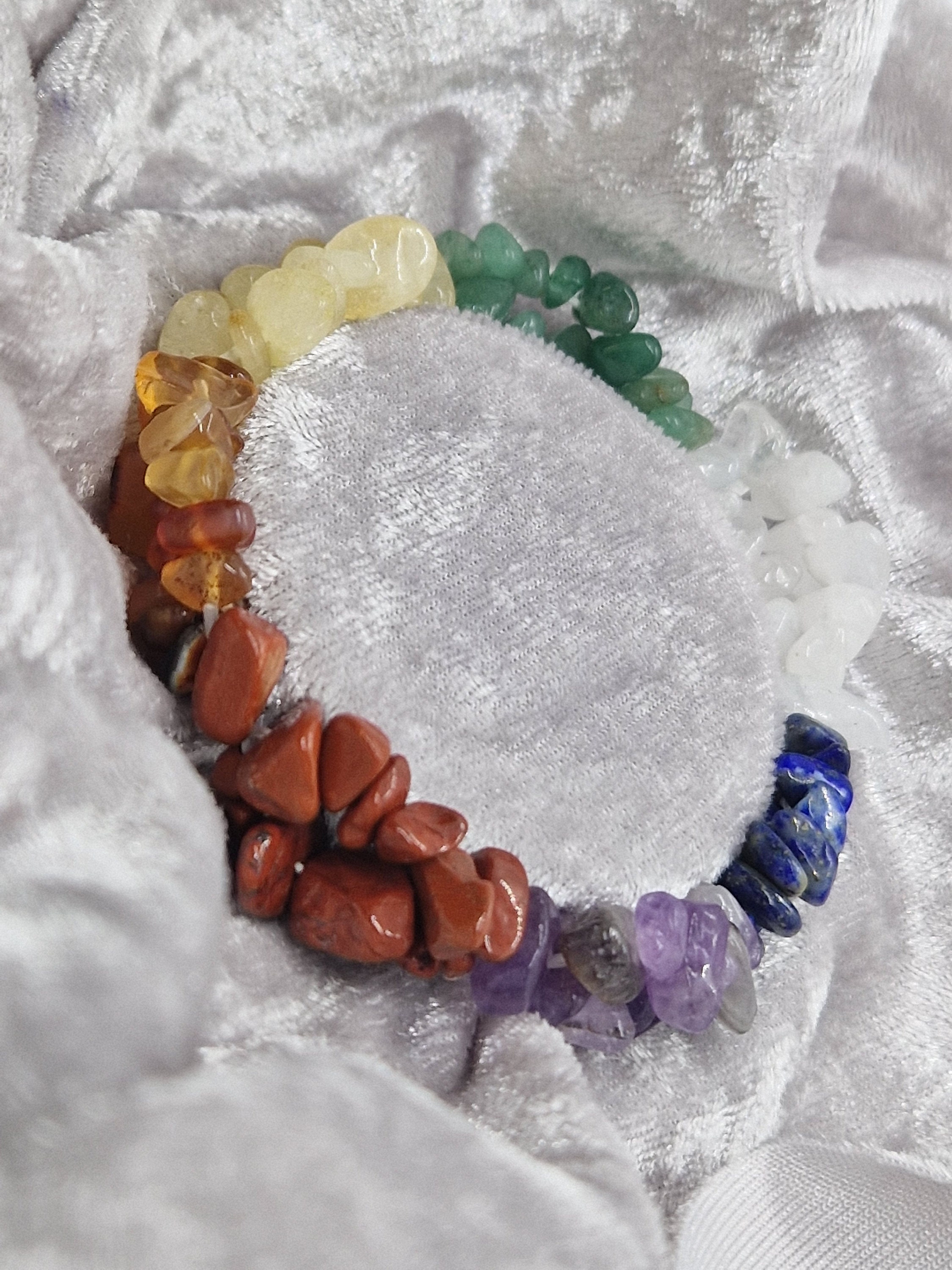 7 Chakra Double Natural Crystal Chip Handmade Stretch - Etsy