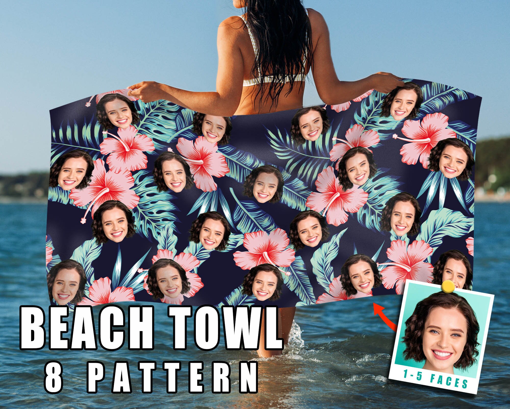 Custom Beach Towelpersonalized Photo Beach Towelhibiscus - Etsy