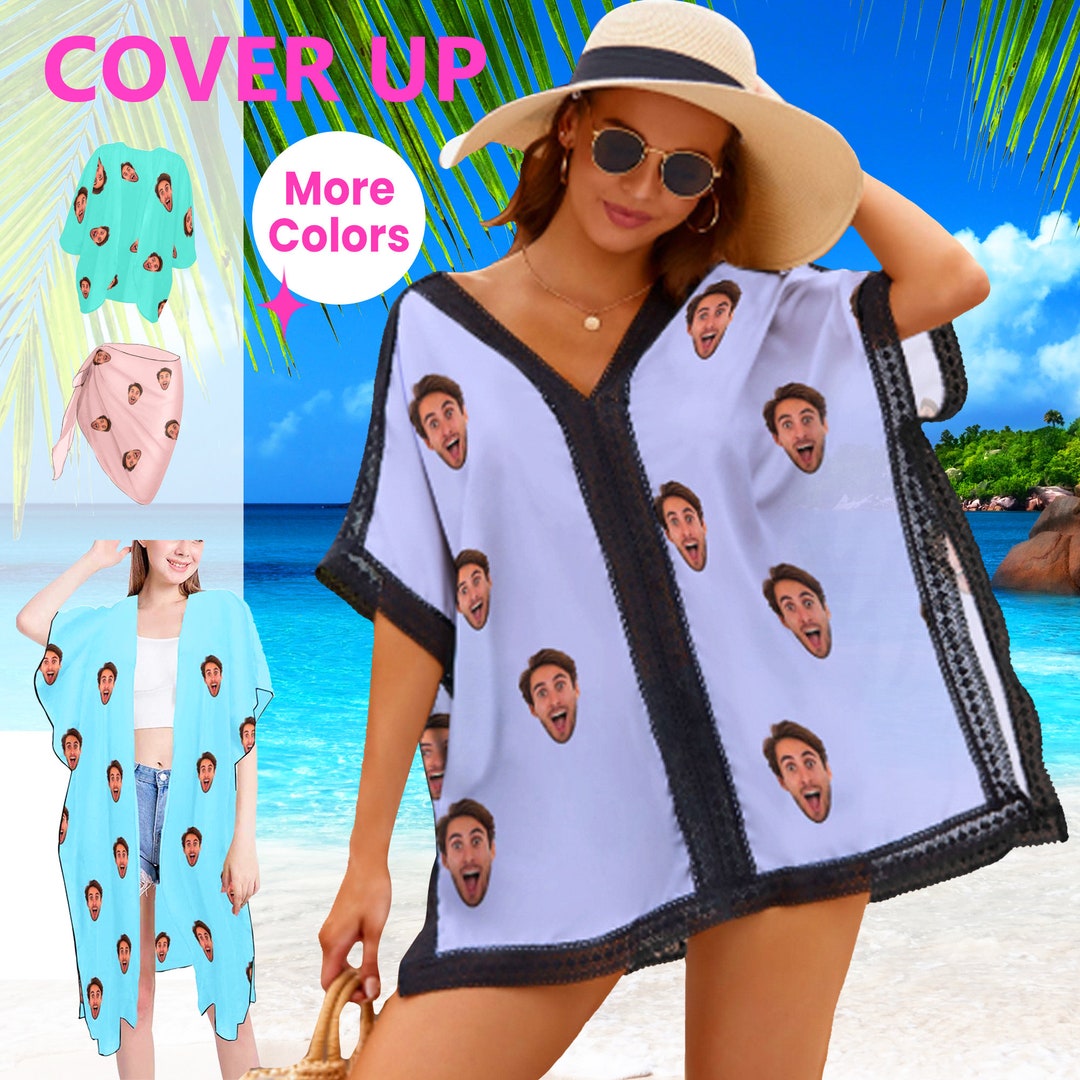Custom Women Face Cover Up, Personalized Hawaiian Sarong Wrap, Mid ...