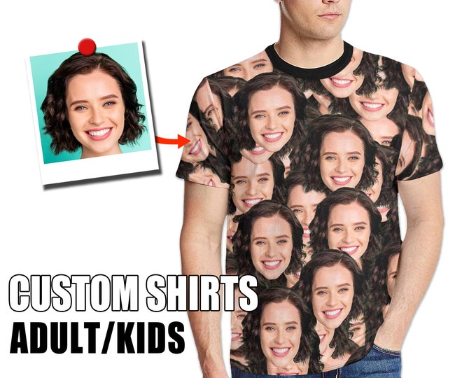 Custom Photo Face Shirt, Personalized Face Shirts, Your Face on T-shirt ...