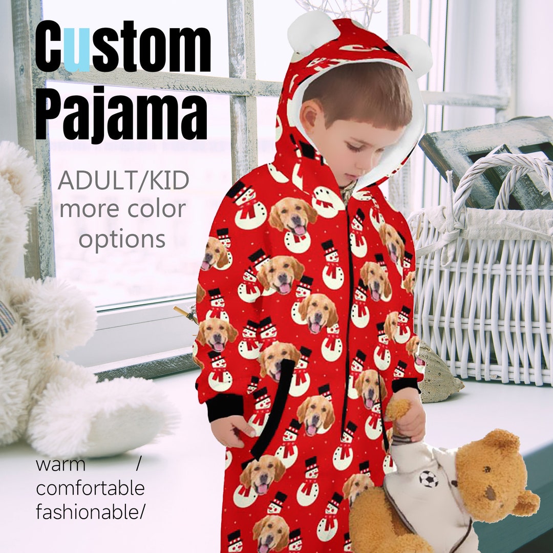 Personalized Snowman Hooded Pajamas, Custom Cute Jumpsuit Christmas ...