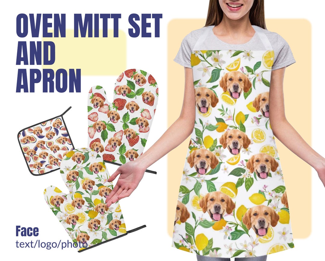 Personalized Dog Apron Customized Face Oven Mitts for Women Men Pet ...