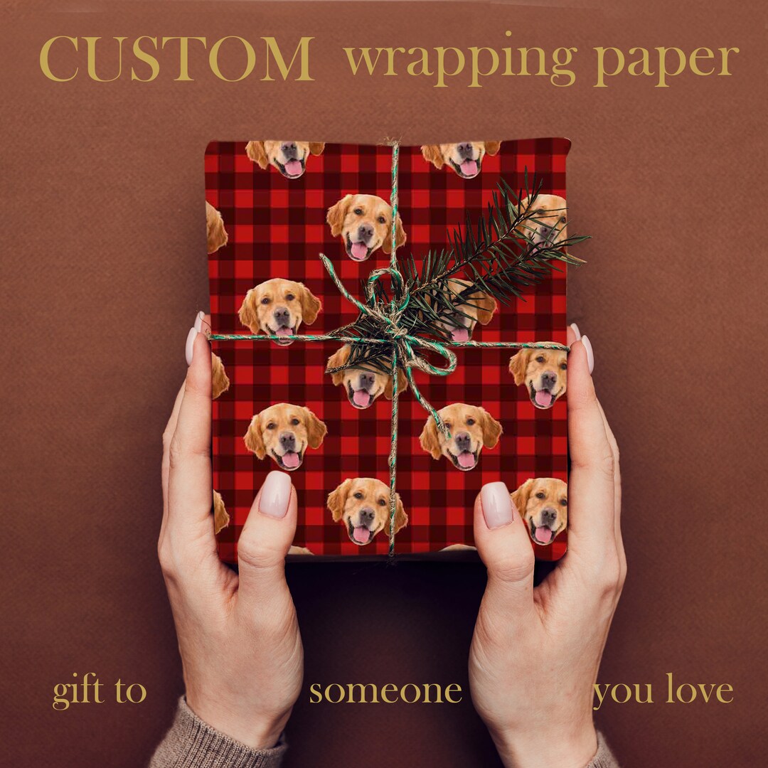Christmas Custom Face Logo Wrapping Paper Rolls Personalised Cute ...