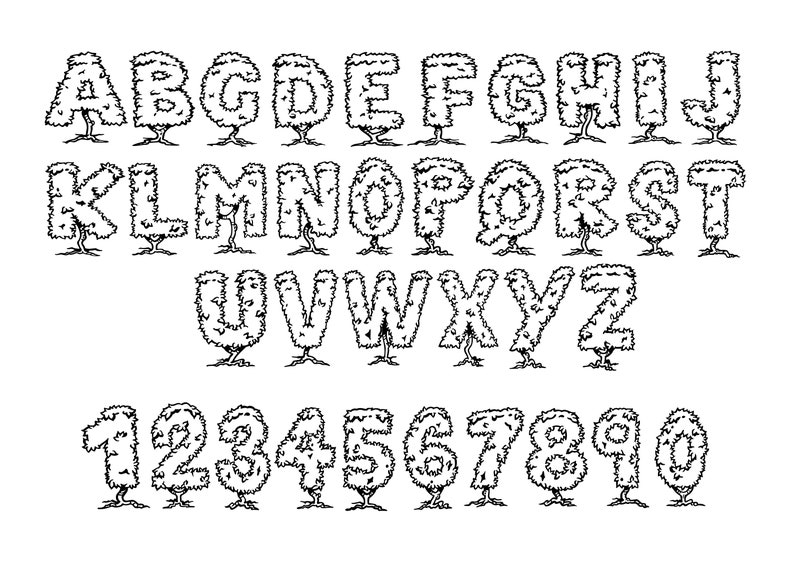 TREE ALPHABET FONT Bundletree Font Clipart Cricuttree - Etsy