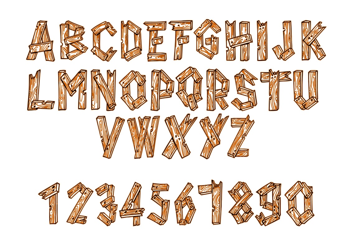 WOOD ALPHABET BUNDLE Svg,wooden Alphabet Clipart,wood Letters Numbers ...