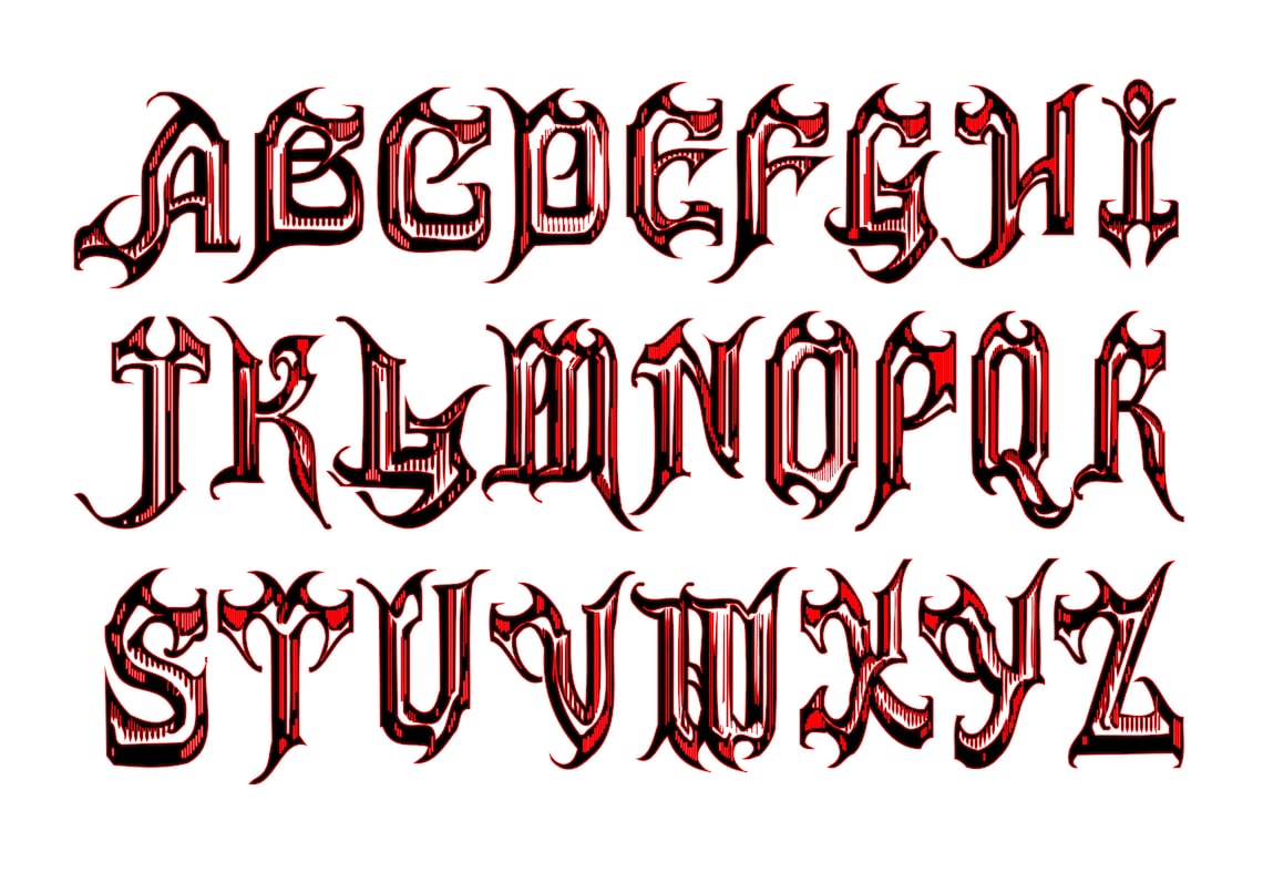 GOTH ALPHABET BUNDLE Svg,goth Letters Clipart,goth Alphabet Cricut Png ...