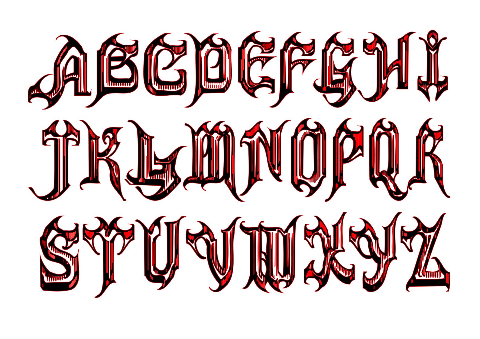 GOTH ALPHABET BUNDLE Svg,goth Letters Clipart,goth Alphabet Cricut Png ...