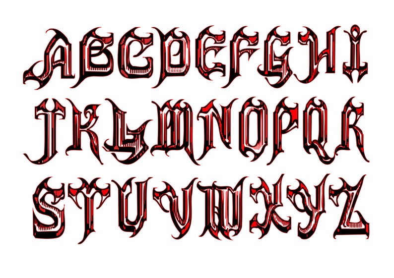 GOTH ALPHABET BUNDLE Svg,goth Letters Clipart,goth Alphabet Cricut Png ...