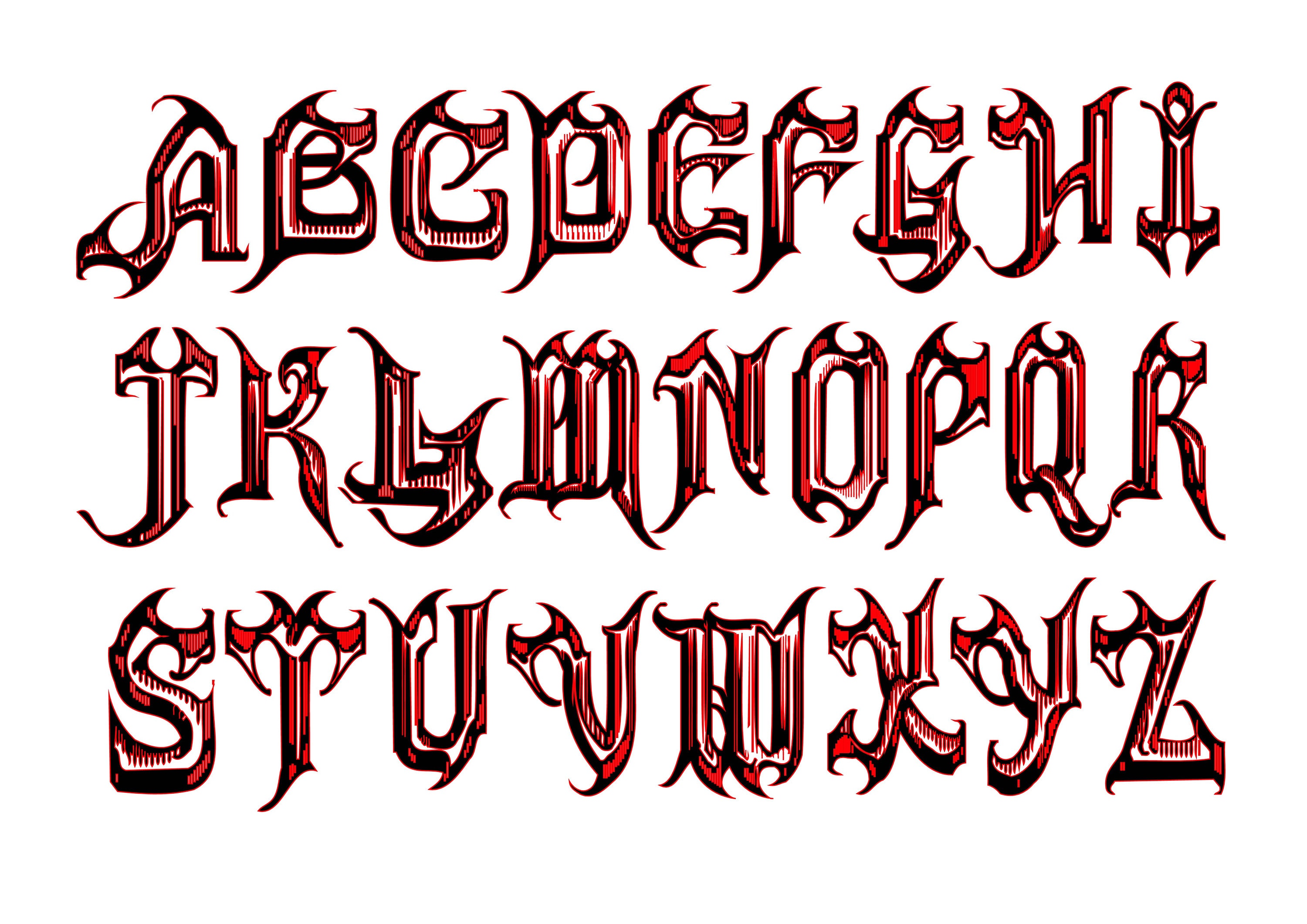 GOTH ALPHABET BUNDLE Svg,goth Letters Clipart,goth Alphabet Cricut Png ...