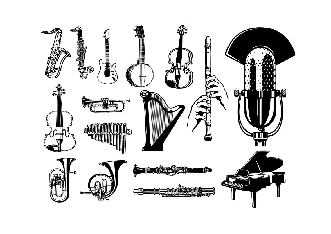 MUSIC INSTRUMENTS SVG Bundlemusic Instruments Cricutmusic - Etsy