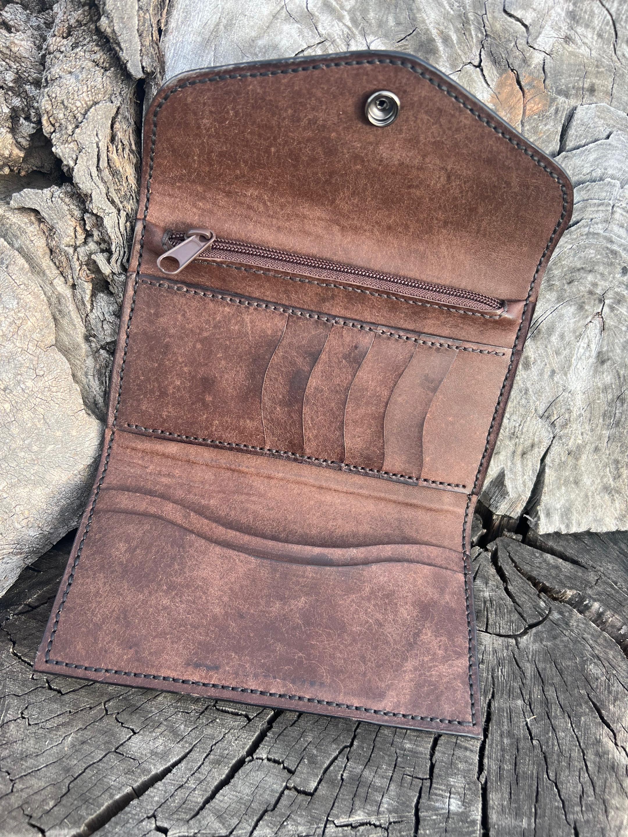 Beaded Leather Clutch Wallet - Etsy