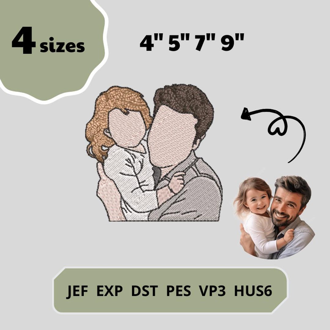 Custom Photo Embroidery Design, Personalized Portrait From Photo ...