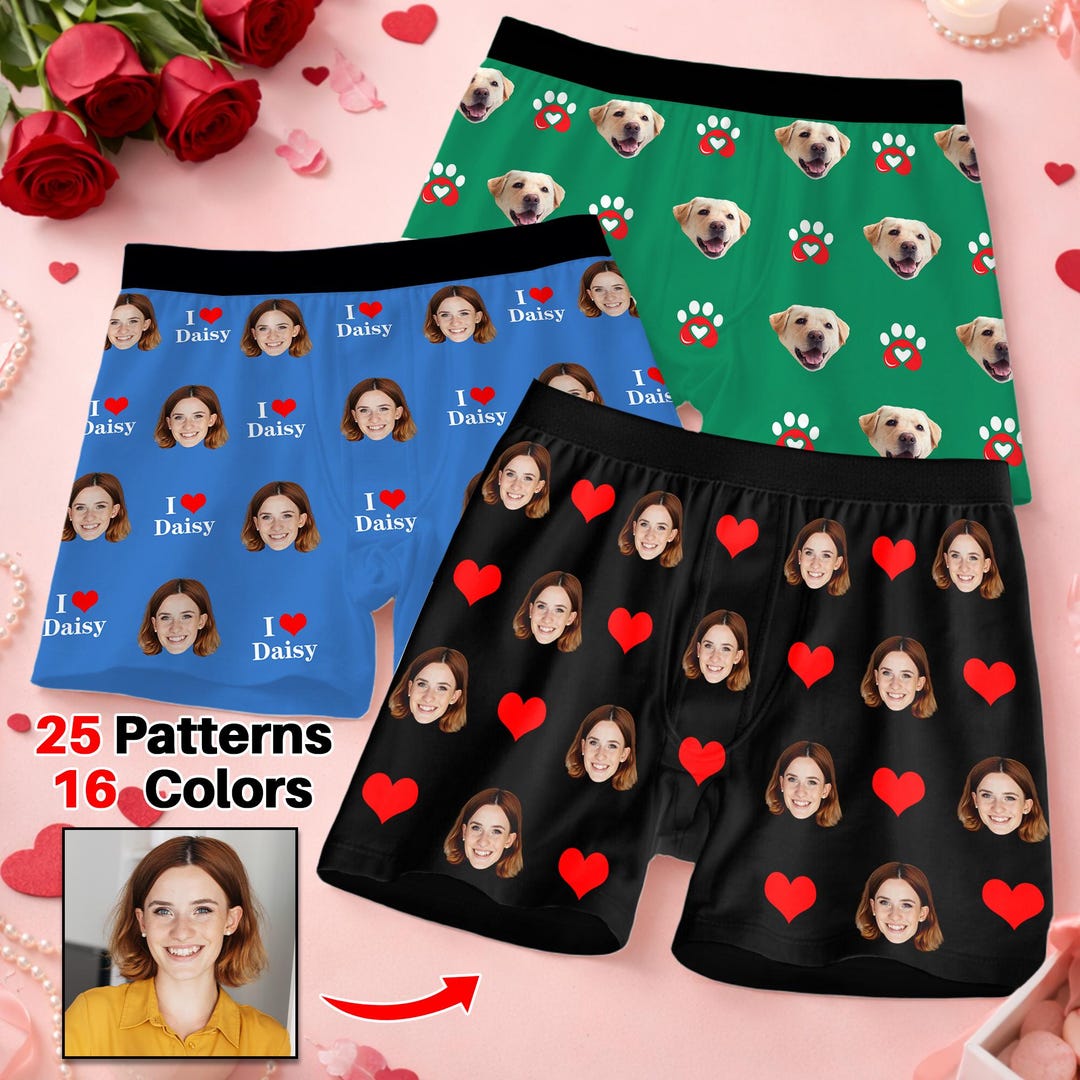 Custom Face Men’s Boxer Briefs, Personlaized Women's Short Pajamas ...