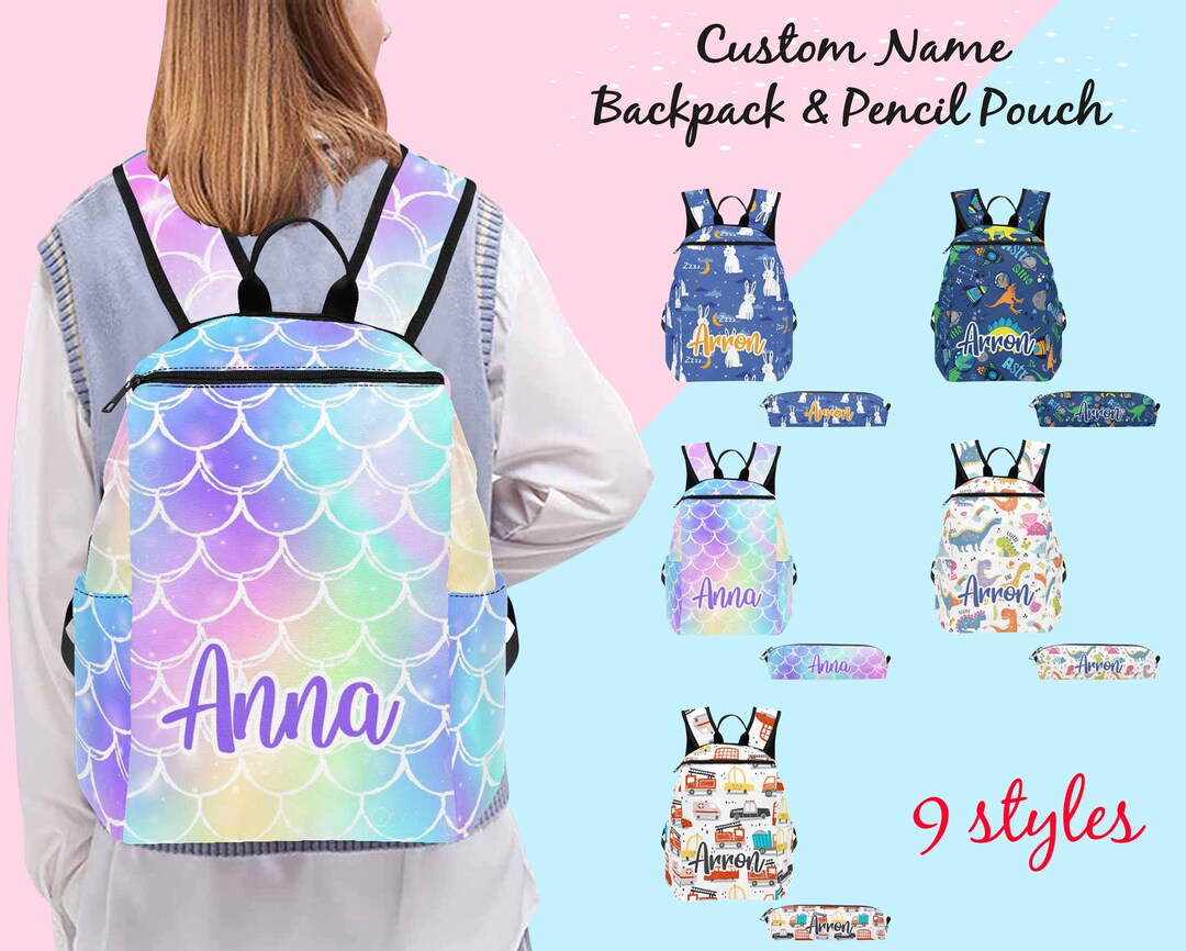 Custom School Backpack Boys Girls Adults, Custom Pencil Pouch for Kid ...