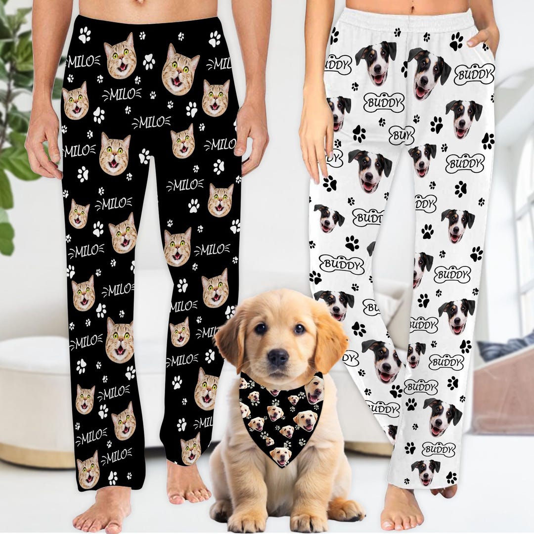 Custom Pet Photo Name Pajama Pants: Personalized Dog & Cat Pjs, Pet ...