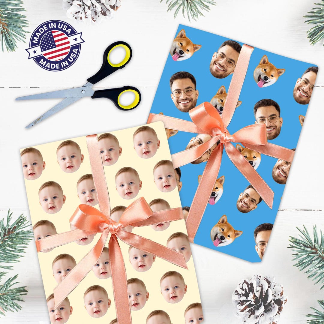 Custom Funny Face Wrapping Paper: Personalized Photo Gift Wrap ...