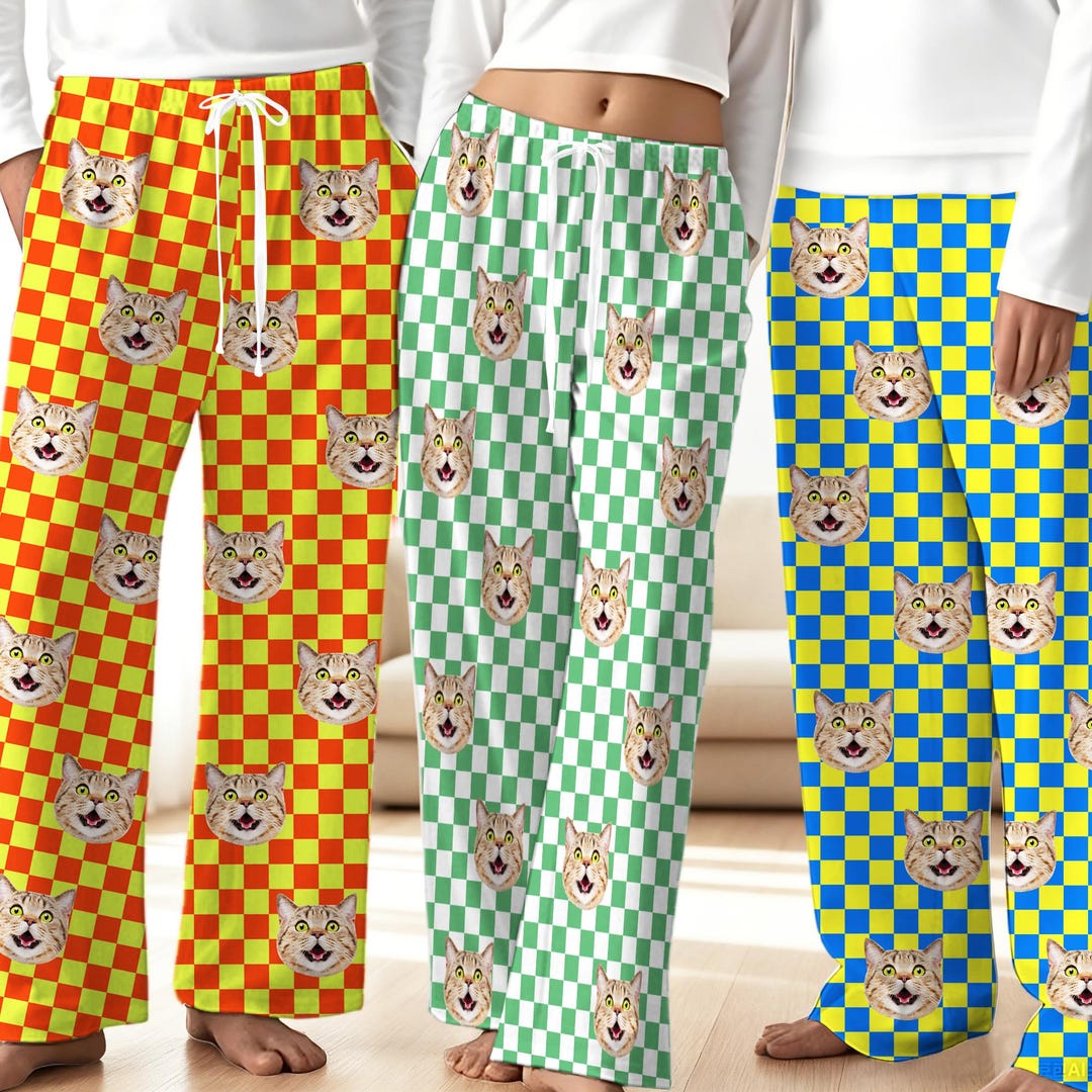 Custom Checkered Pet/person Photos Pajama Pants: Personalized Dog Face ...