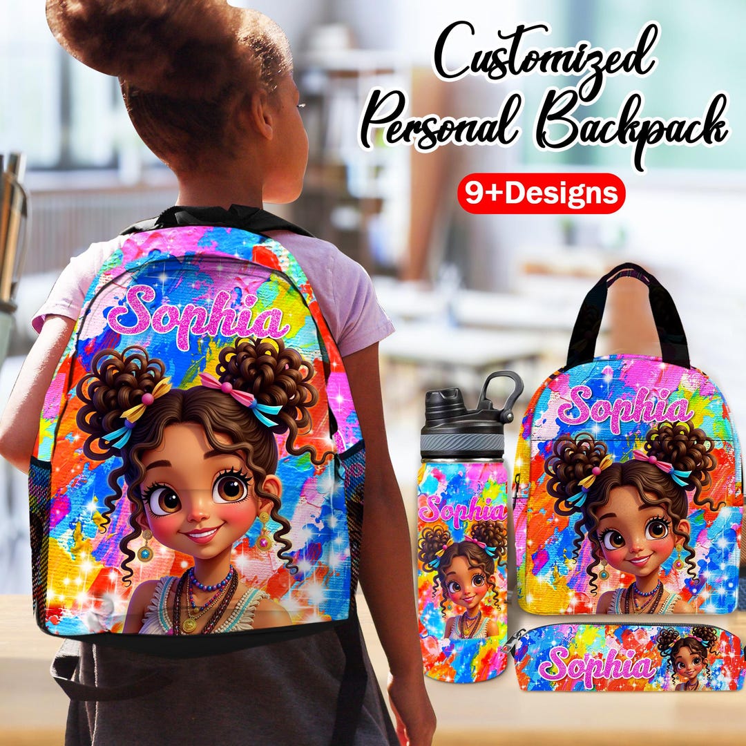 Personalized Afro Black Girl Backpack - Back to School Kids Bag - Etsy