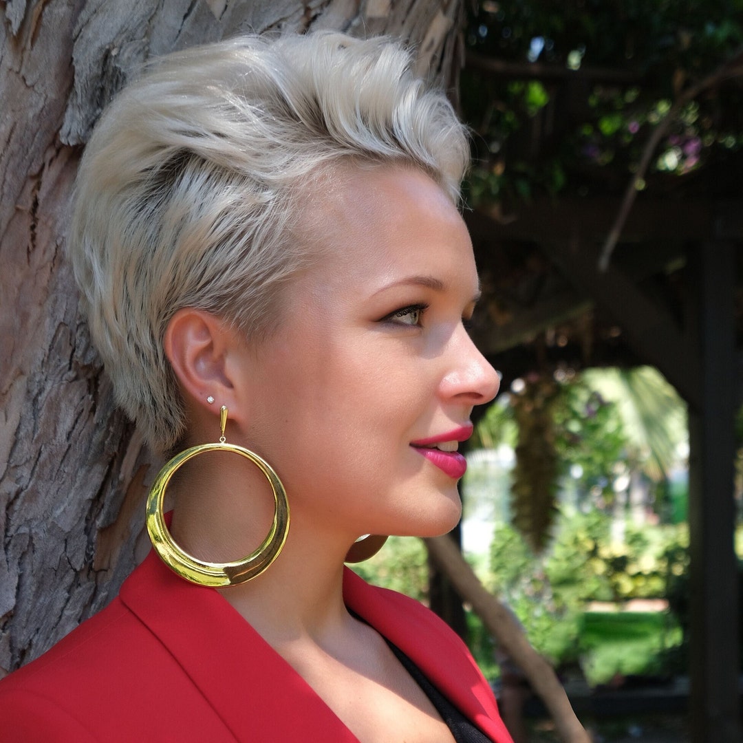 Large Silver Dangle Earrings, Big Long Earrings, Oversized Lightweight ...