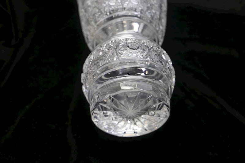 Ruckl Crystal Vase STUNNING BOHEMIAN Czech Hand Cut Crystal Vase Queen ...